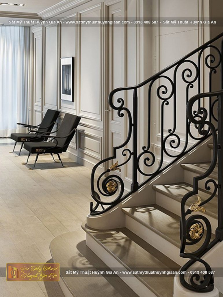 Lan Can Cầu Thang Nghệ Thuật CT030 Cuốn Hút | Sắt Mỹ Thuật Huỳnh Gia An